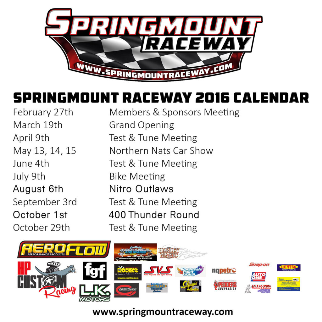2016 Calendar Released – Springmount Raceway