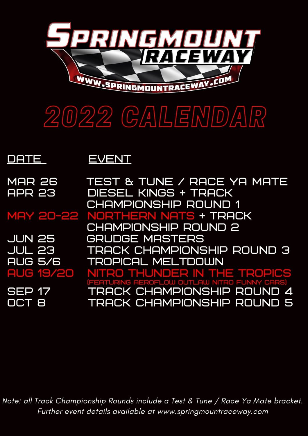 2022 Calendar released! – Springmount Raceway