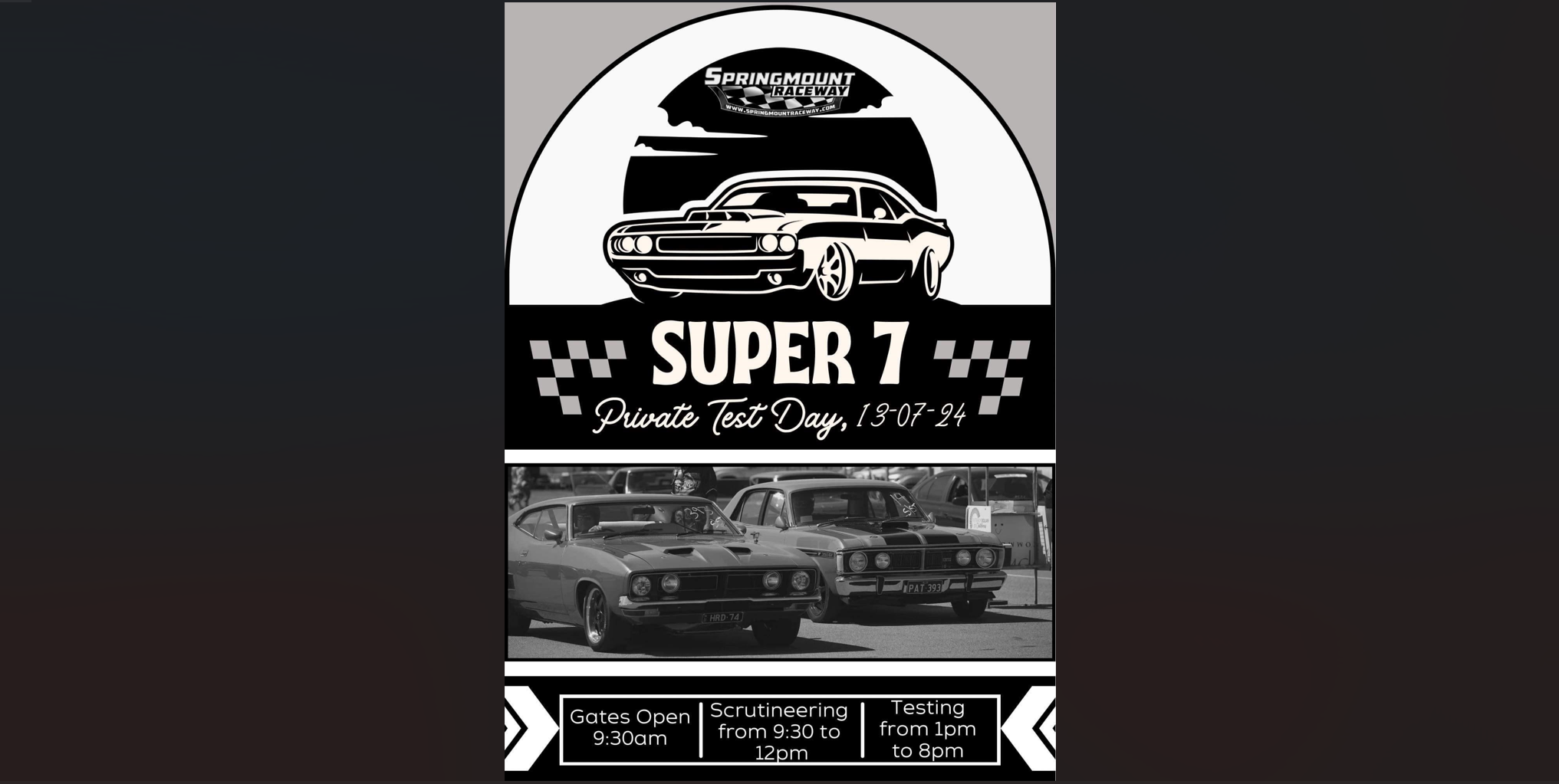 Super 7 Private Test Day – Saturday 13 July 2024 – Springmount Raceway